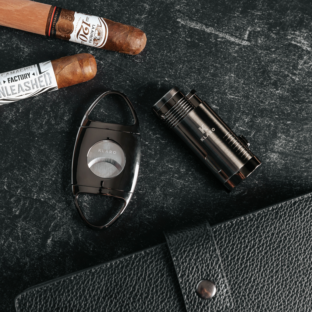 Cigar Accessory Kit Polished Gunmetal Finish Cutter & Torch Lighter ...