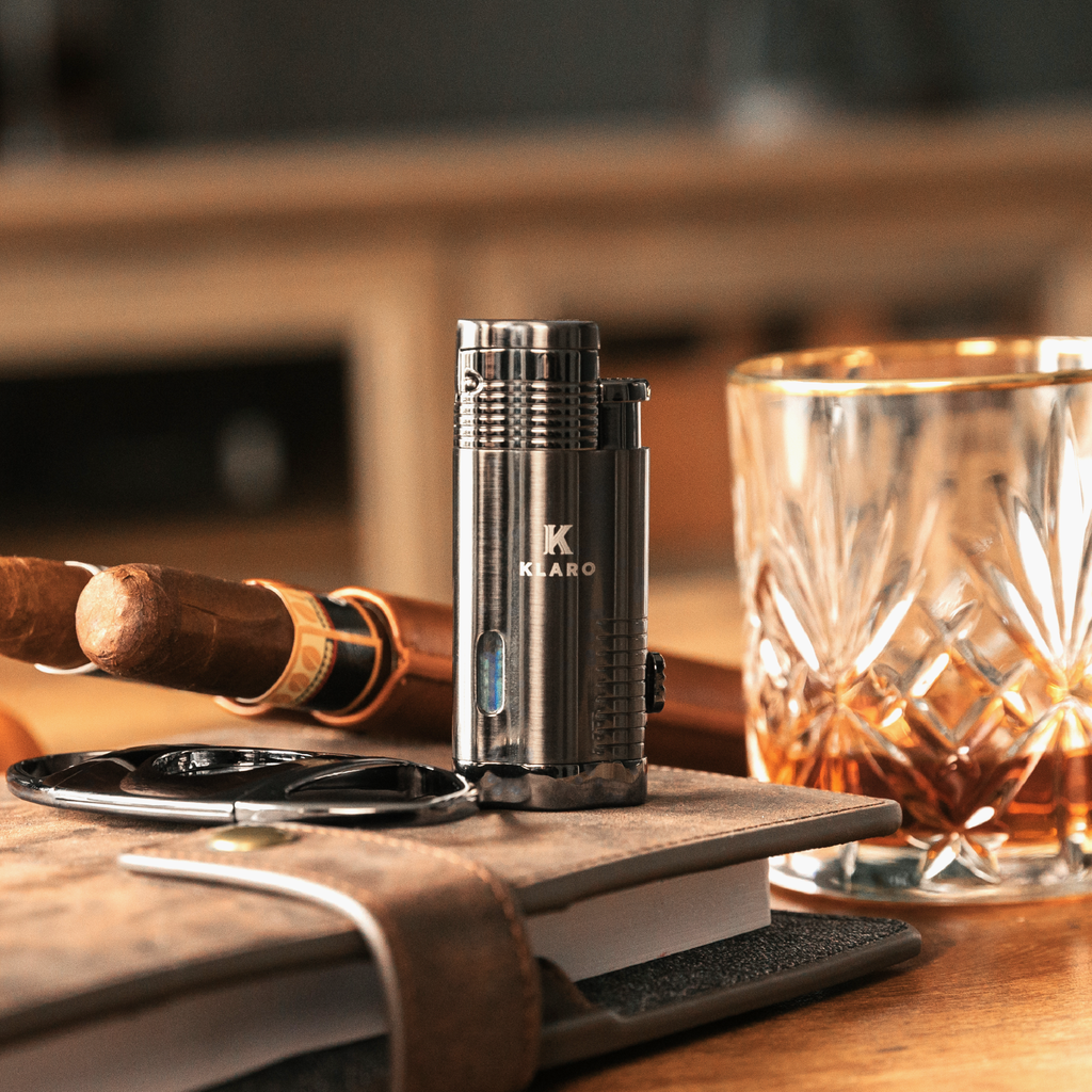 Cigar Accessory Kit Polished Gunmetal Finish Cutter & Torch Lighter ...