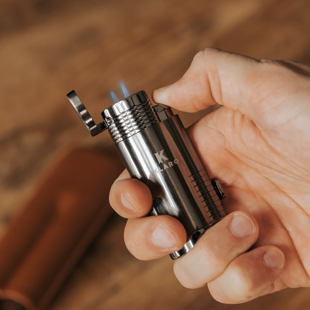 Cigar Accessory Kit Polished Gunmetal Finish Cutter & Torch Lighter ...