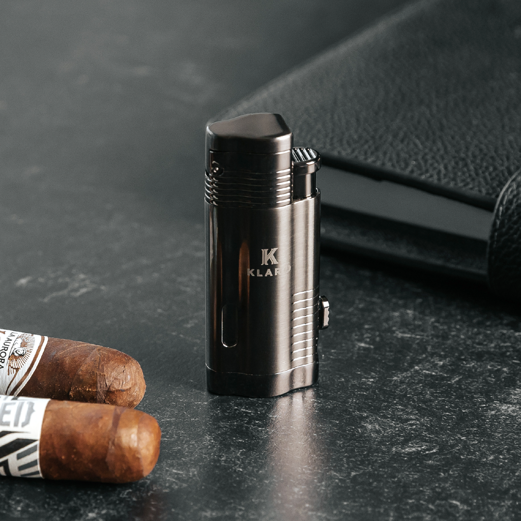Cigar Accessory Kit Polished Gunmetal Finish Cutter & Torch Lighter ...