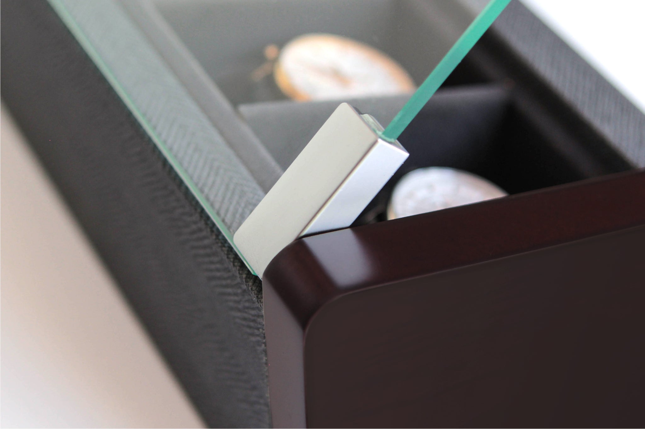 Premium Angled Glass Watch Box - 5 Slot Espresso and Herringbone – Case ...