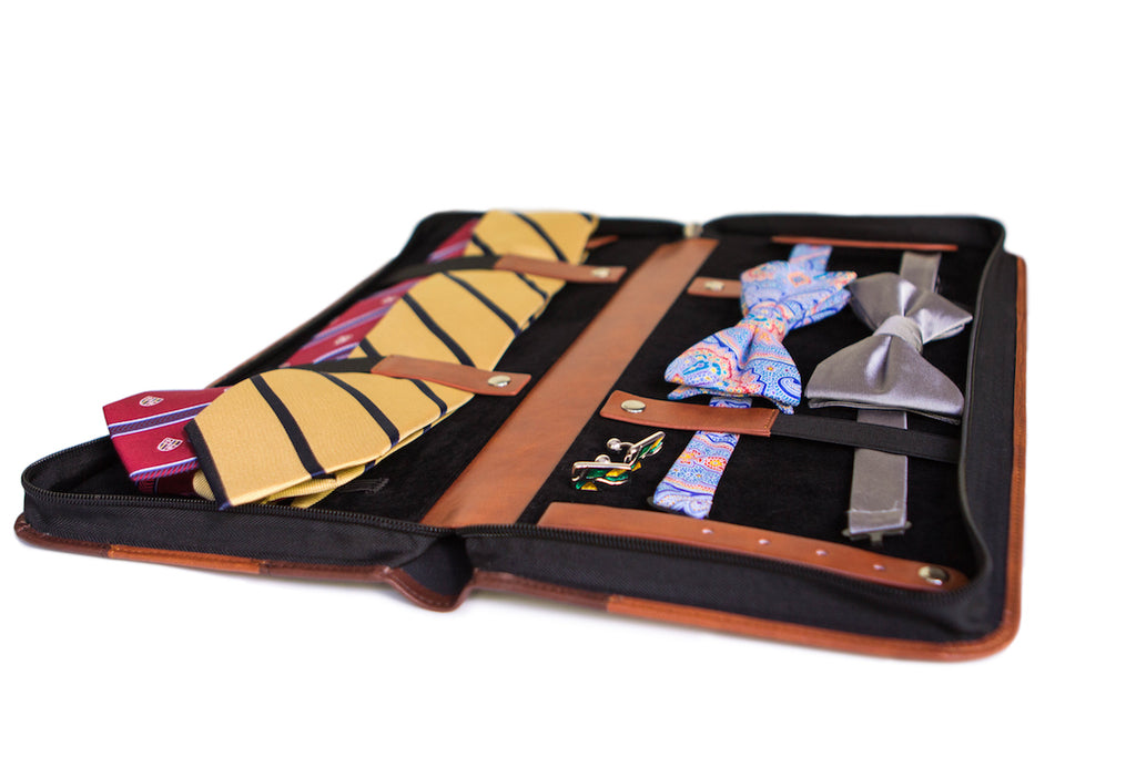 Travel Tie Case - Brown Vegan Leather – Case Elegance