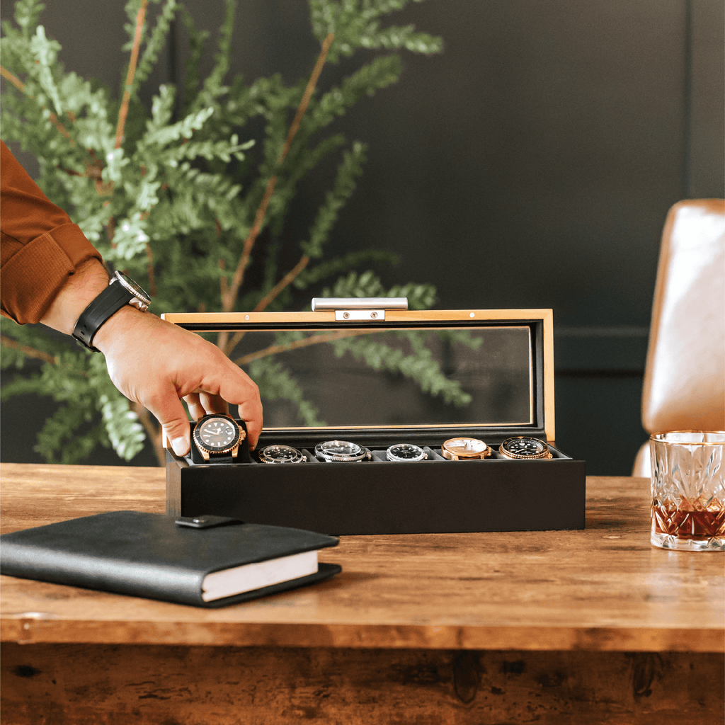 Pine Two-Toned Watch Box - 6 Slot – Case Elegance