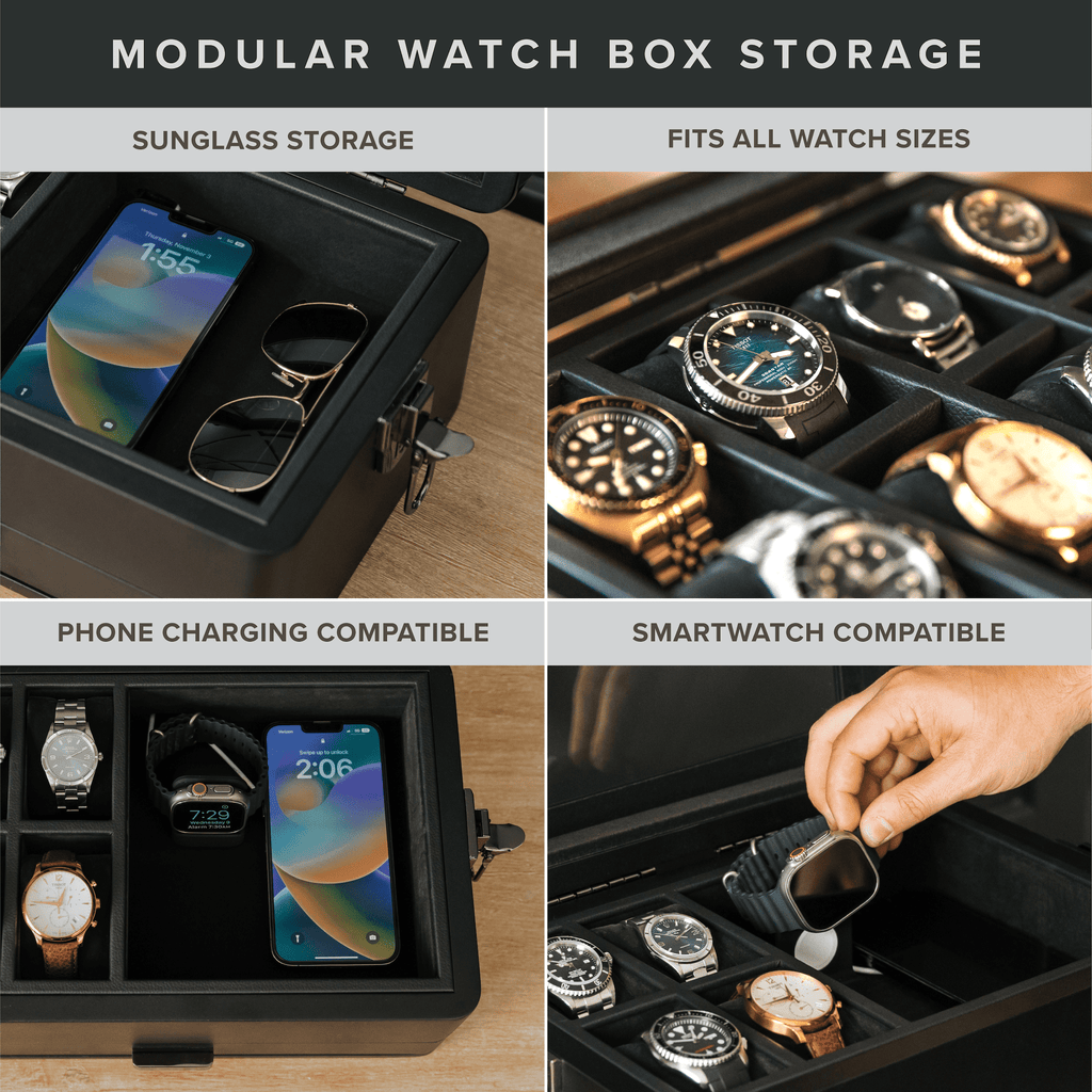 Black Edition Military Modular Watch Box - 10 Slot – Case Elegance